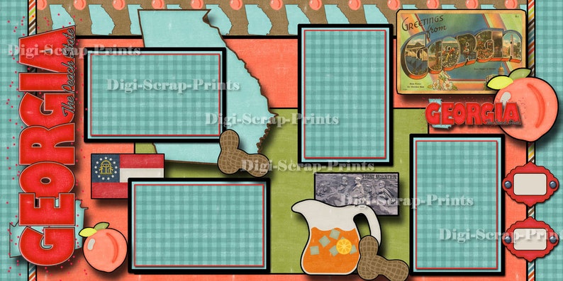 GEORGIA ~ Vacation 2 Printed 12X12 Pre-made Scrapbook Pages Quick Pages ...