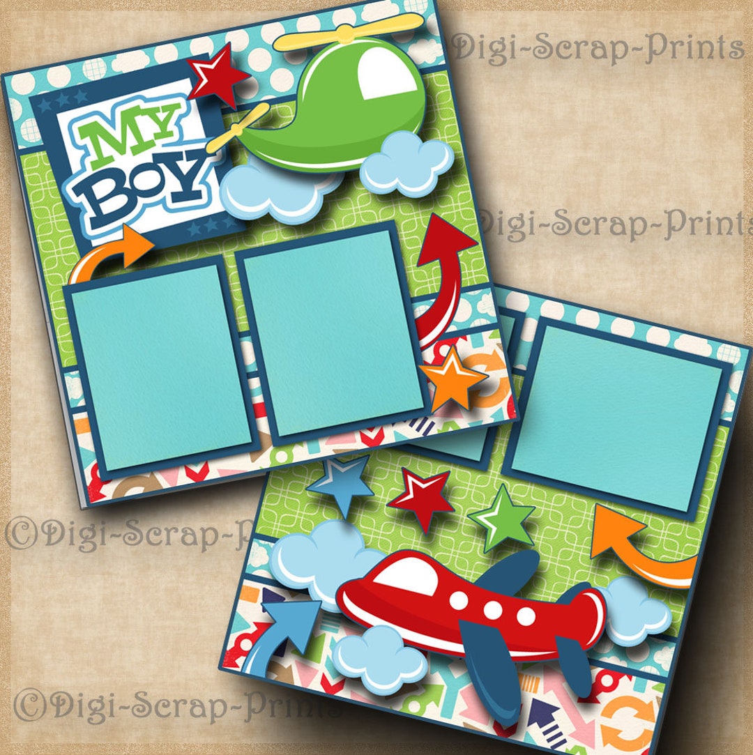 MY BOY ~ 2 Printed 12X12 Pre-made Scrapbook Pages Quick EZ Pages Baby ...