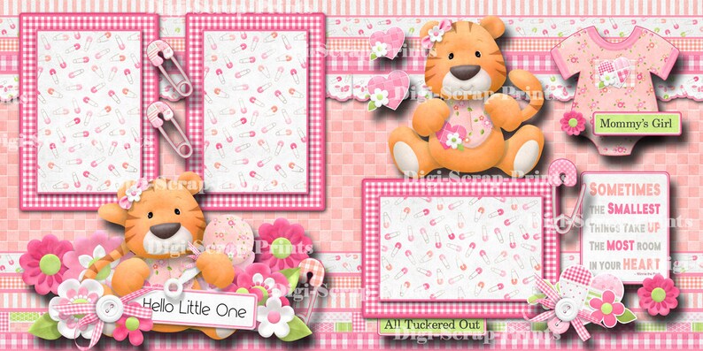 BABY GIRL ~ 2 Printed 12X12 Pre-made Scrapbook Pages Quick Pages ...