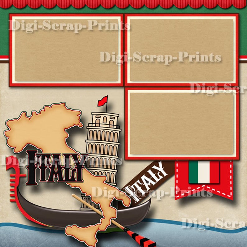 ITALY ~ Vacation Travel 2 Printed 12X12 Pre-made Scrapbook Pages Quick ...