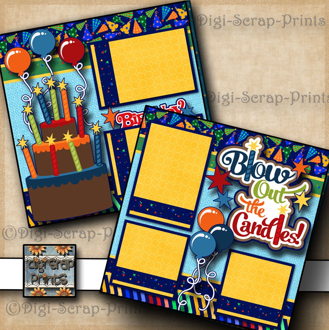 BIRTHDAY ~ Boy or Girl ~ 2 Printed 12X12 Pre-made Scrapbook Pages Quick ...