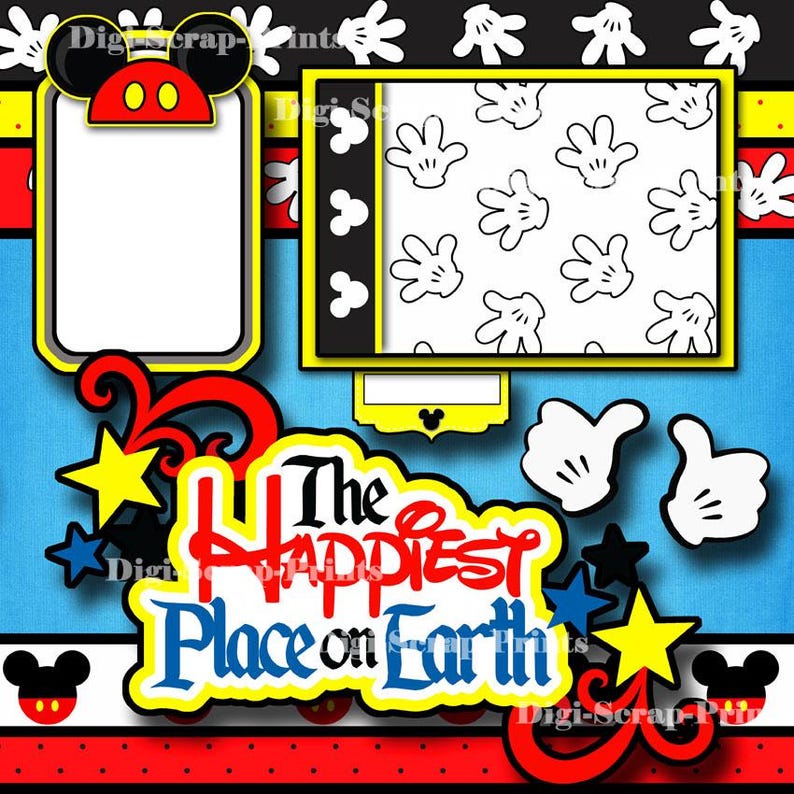 MICKEY & ME Theme Park 12x12 Printed 2 Premade Scrapbook Pages Quick ...