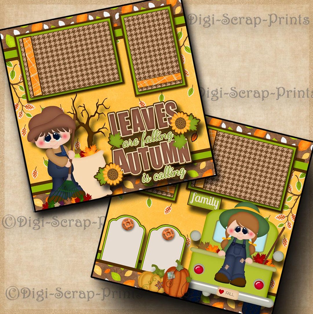LEAVES OF AUTUMN Fall 2 Printed 12X12 Pre-made Scrapbook Pages Quick Ez ...