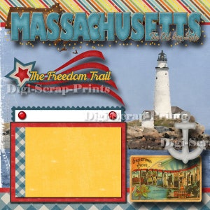 MASSACHUSETTS ~ Vacation 2 Printed 12X12 Pre-made Scrapbook Pages Quick ...