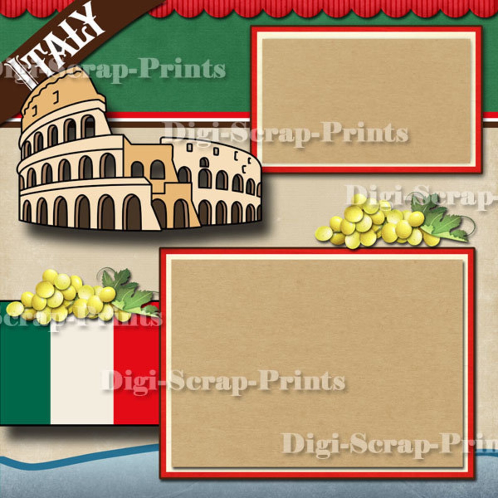 ITALY ~ Vacation Travel 2 Printed 12X12 Pre-made Scrapbook Pages Quick ...