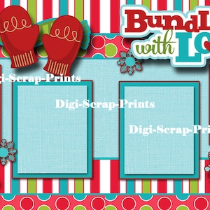 BUNDLE UP Winter Snow 2 Printed 12X12 Pre-made Scrapbook Pages Quick EZ ...