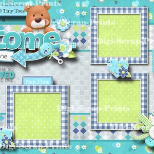 BABY BOY ~ 2 Printed 12X12 Pre-made Scrapbook Pages Quick Pages Digital ...
