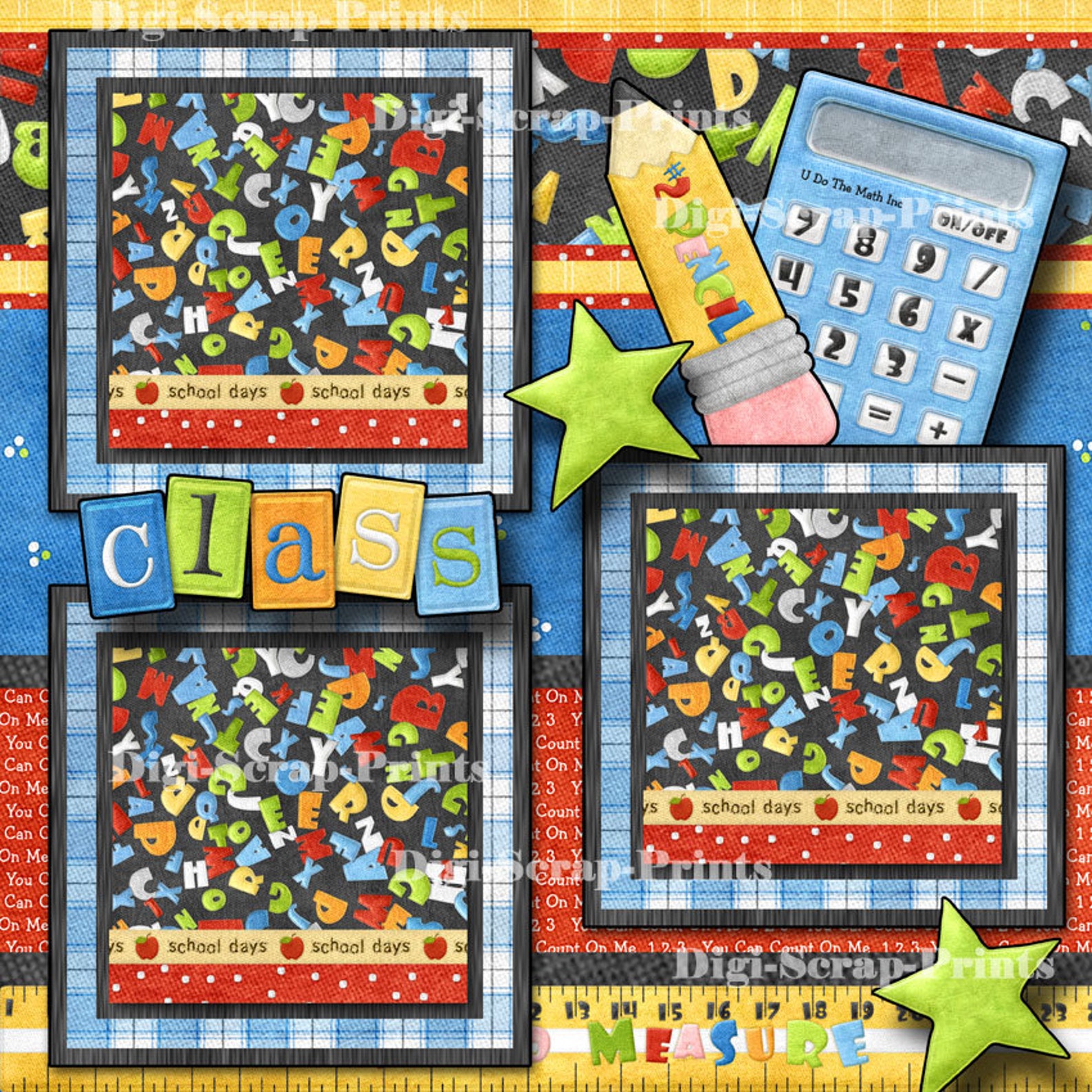 STAR STUDENT School Grade ~ 2 Printed 12X12 Pre-made Scrapbook Pages ...