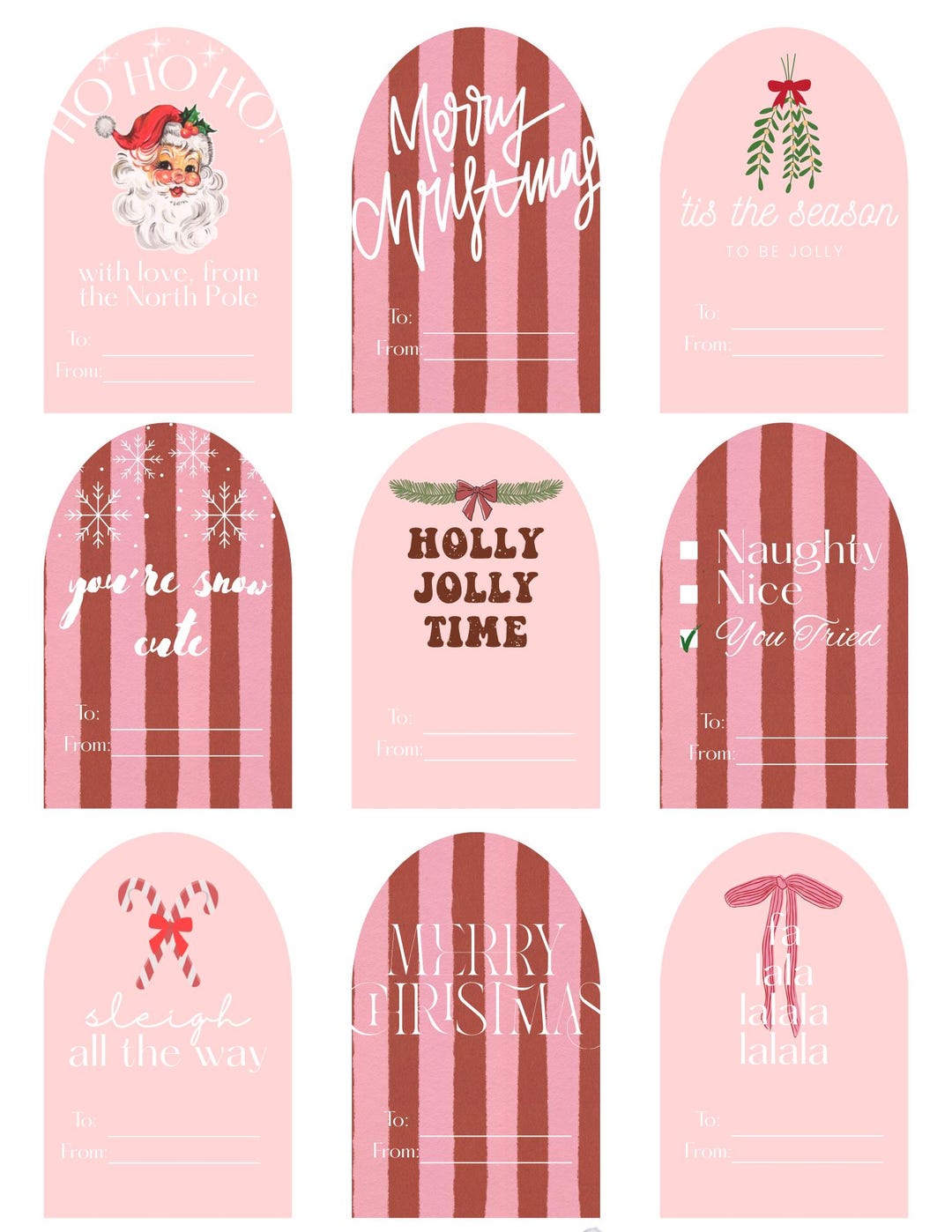 Girly Pink Printable Christmas Gift Tags - Etsy