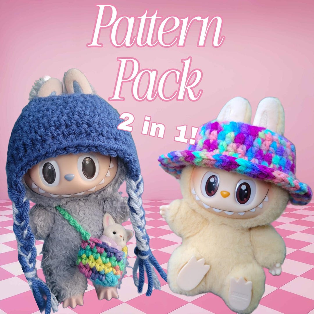 Crochet Pattern Pack 2 in 1 Labubu Hats Beanie Bucket Hat Tutorial ...