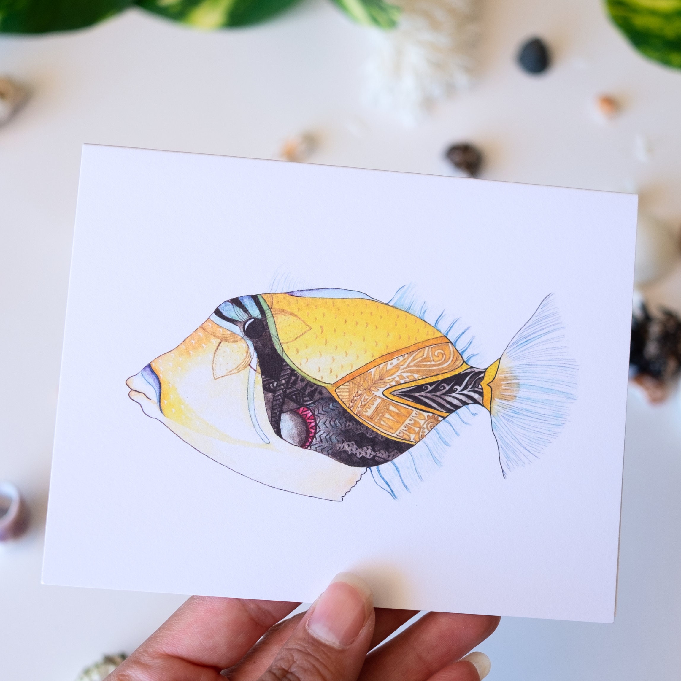 Hawaiian Sea Life Greeting Card Set of 6, Folded Blank Thank You Note ...