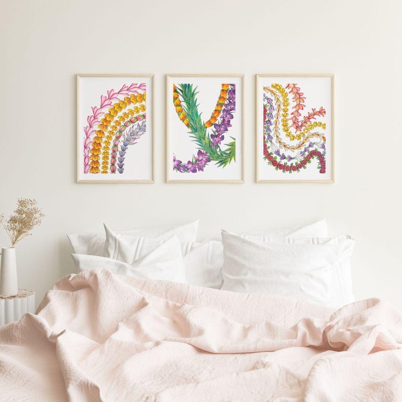 Rainbow Hawaiian Lei Print: Watercolor Tropical Floral Wall Art - Etsy