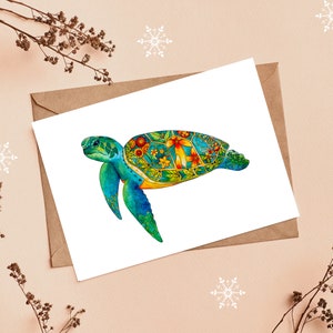 Hawaiian Sea Life Greeting Card Set of 6, Folded Blank Thank You Note ...