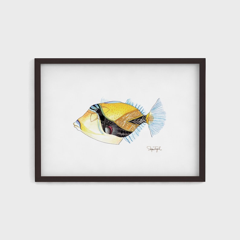 Hawaiian Triggerfish Watercolor Print | Humuhumunukunukuapua'a Art ...