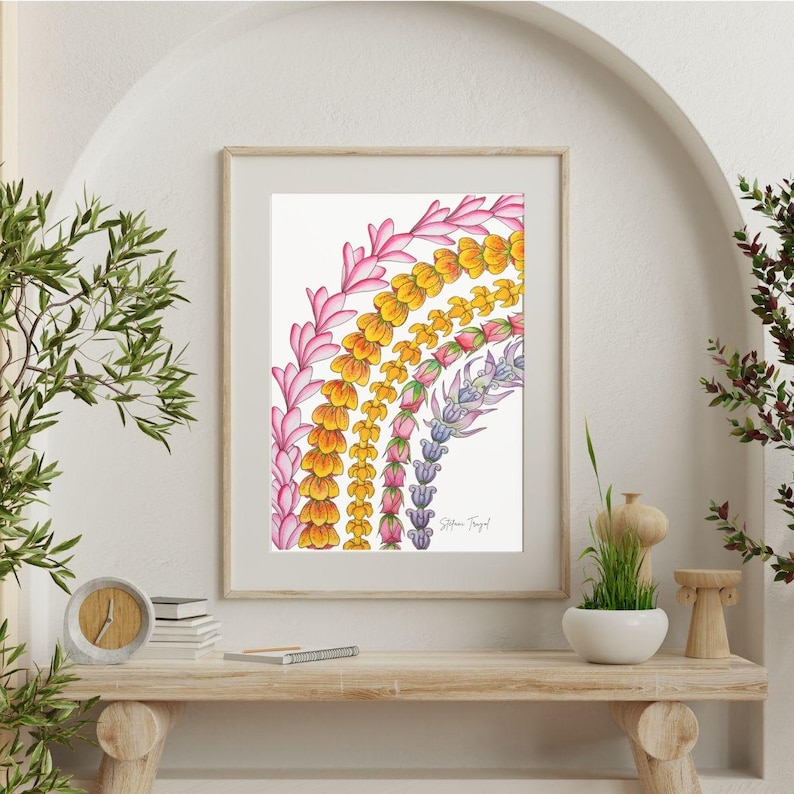 Rainbow Hawaiian Lei Print: Watercolor Tropical Floral Wall Art - Etsy