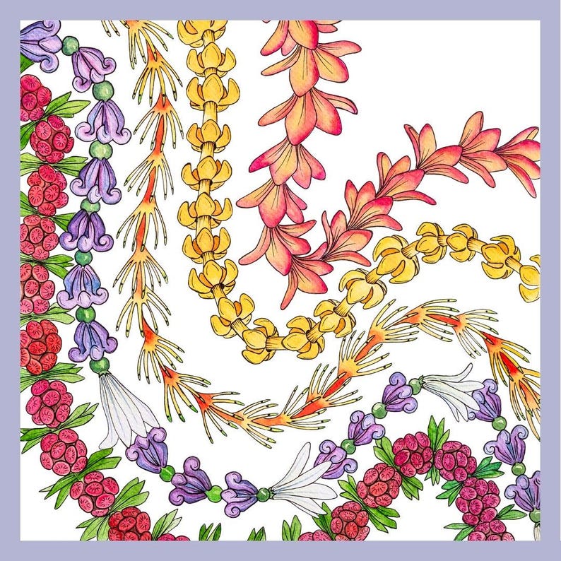 Hawaiian Lei Art Print: Colorful Floral Garland Illustration - Etsy