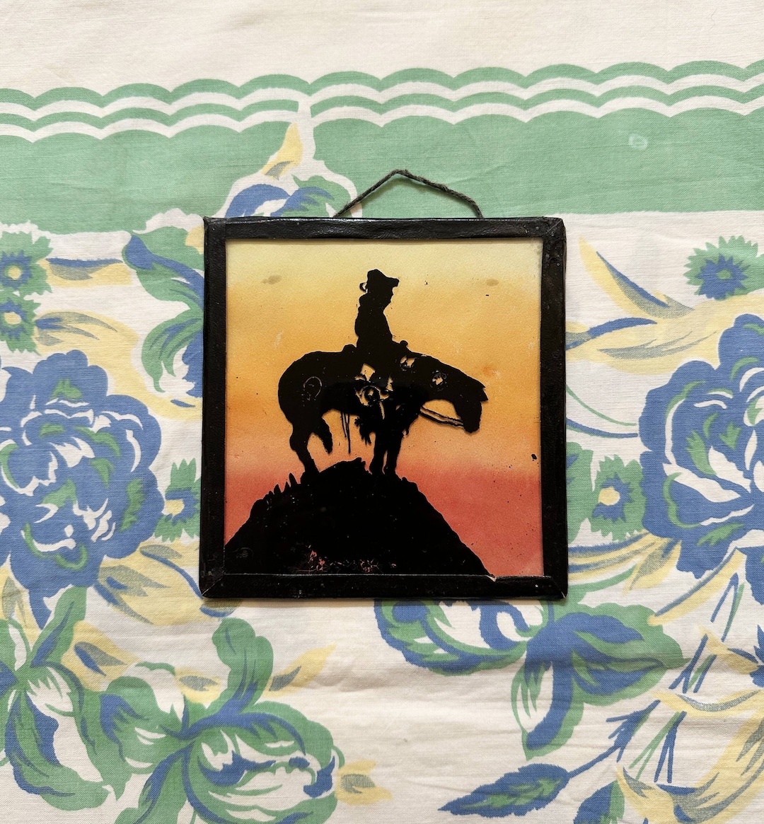 Cowboy Picture, Reverse Silhouette Cowboy Picture, Cowboy Glass Photo ...
