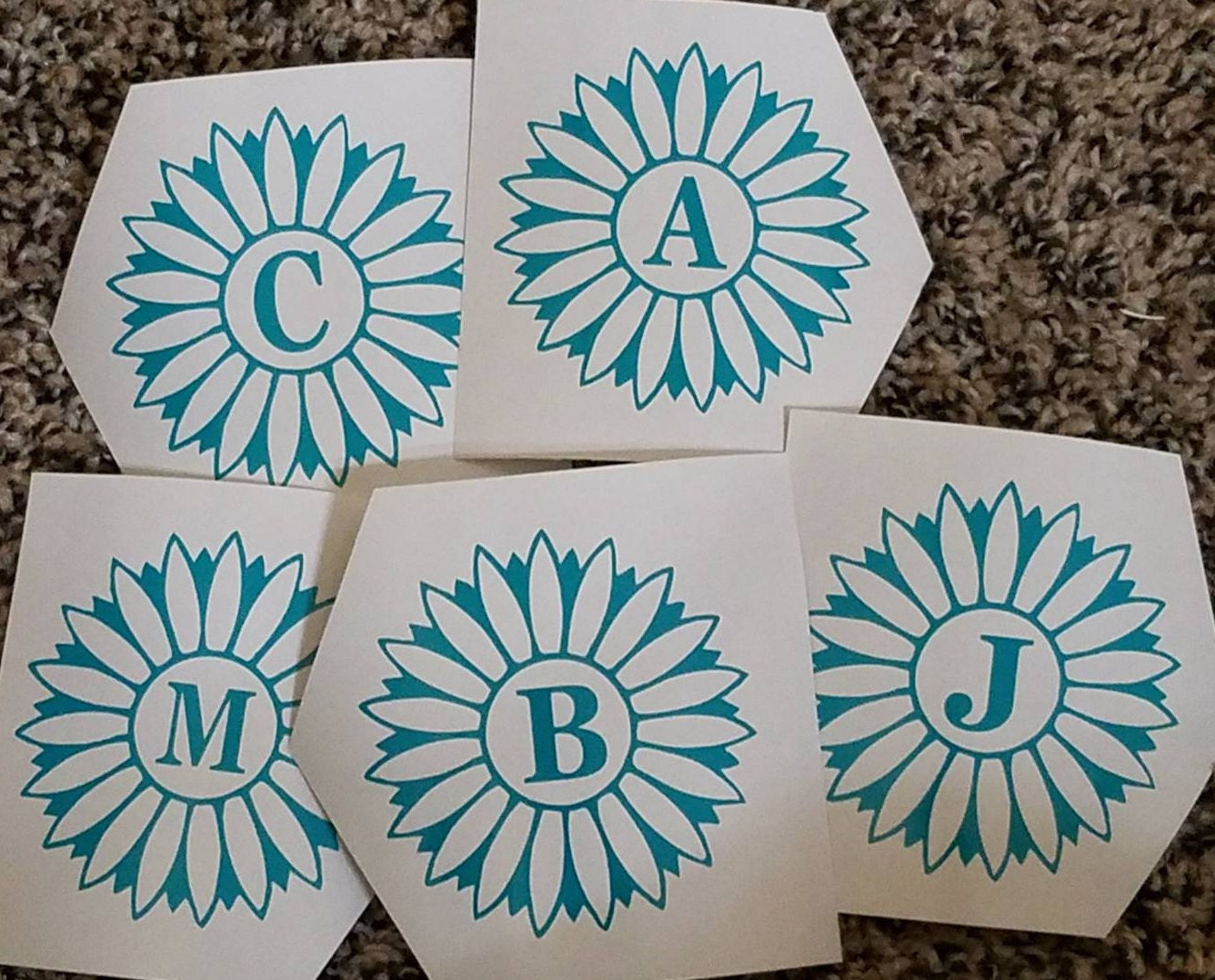 Sunflower Decal with Monogram permanent vinyl perfect for | Etsy