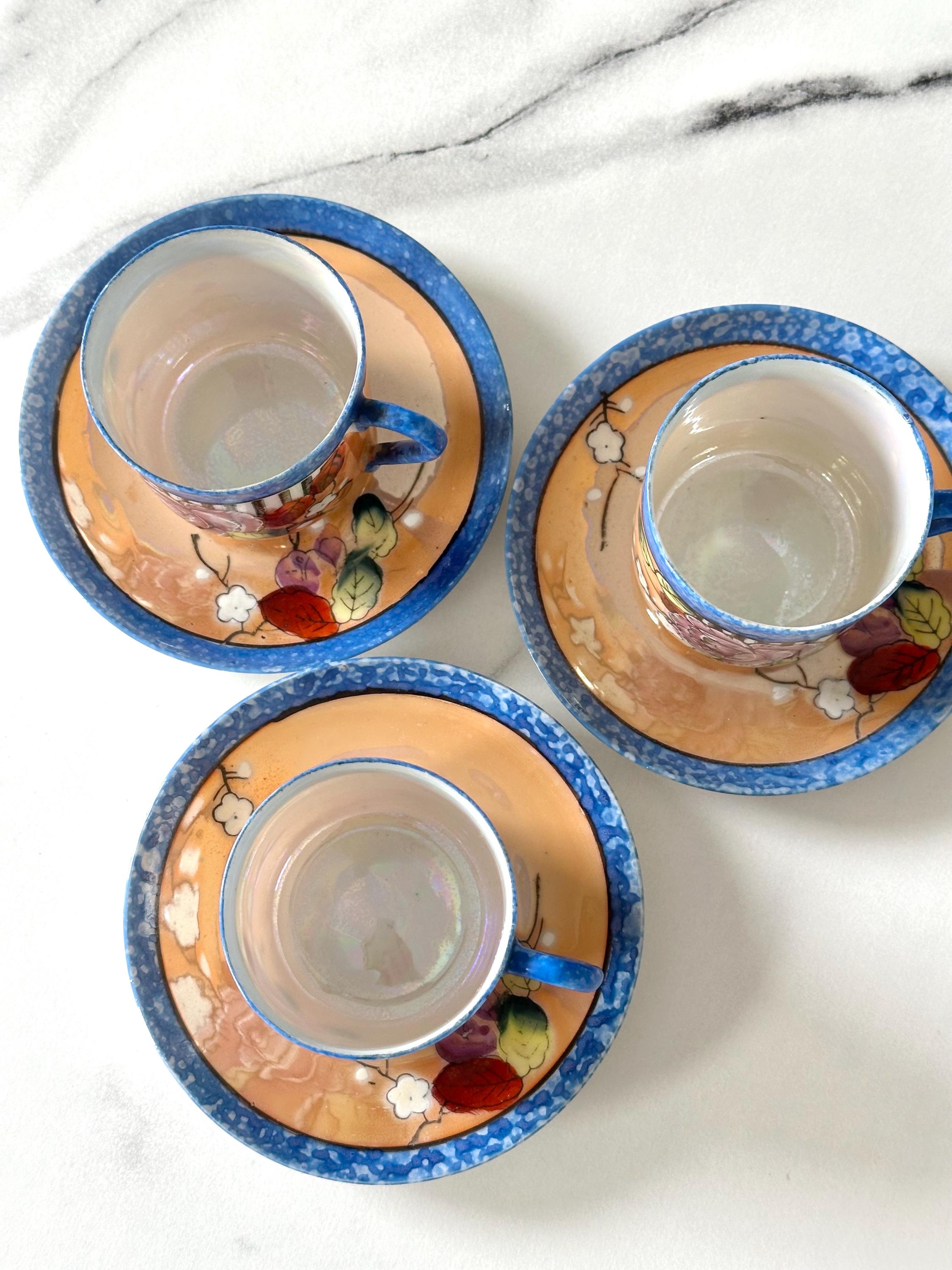 Vintage Japanese Lusterware Tea Cup Saucer Set - Etsy