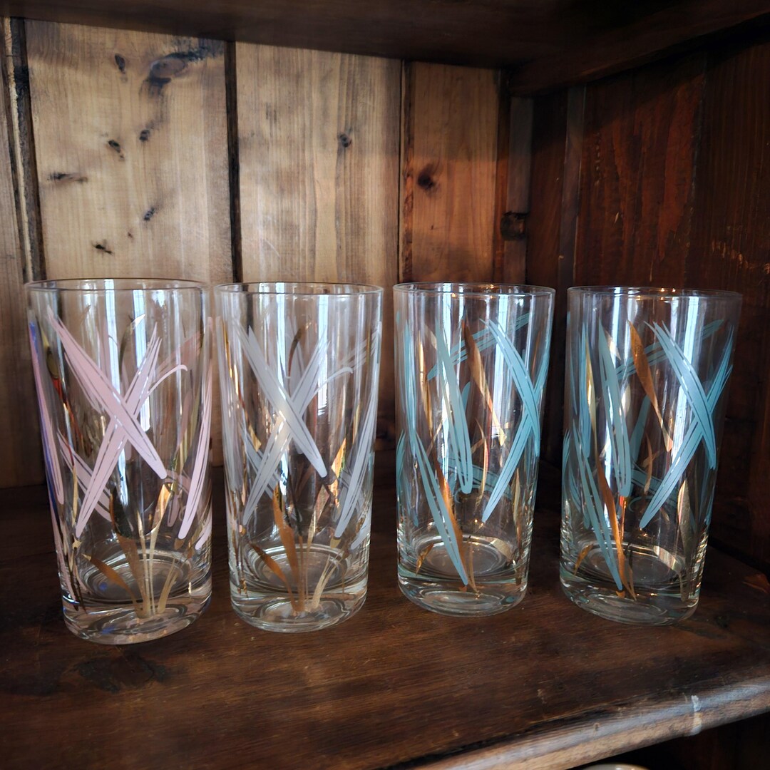 Vintage Fred Press Signed Mid Century Modern Wheat Pattern Glassware ...