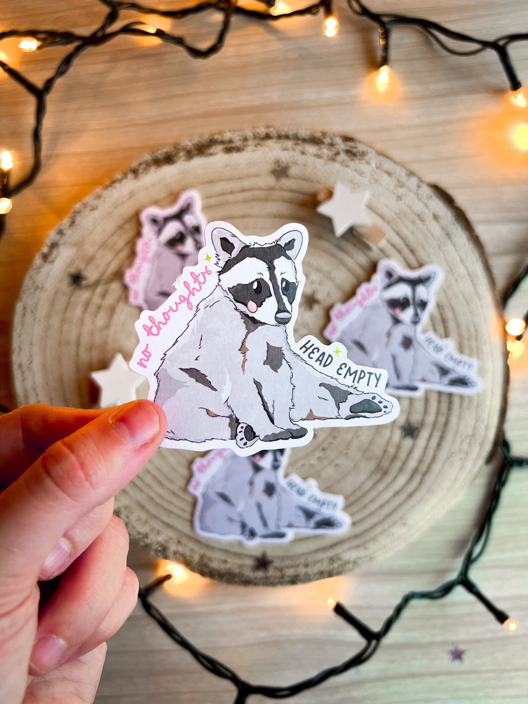 No Thoughts Head Empty Cute Raccoon Die Cut Sticker Cute Die Cut ...