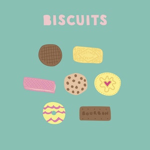 Illustrated Biscuits Card Classic British Biscuits Food - Etsy UK