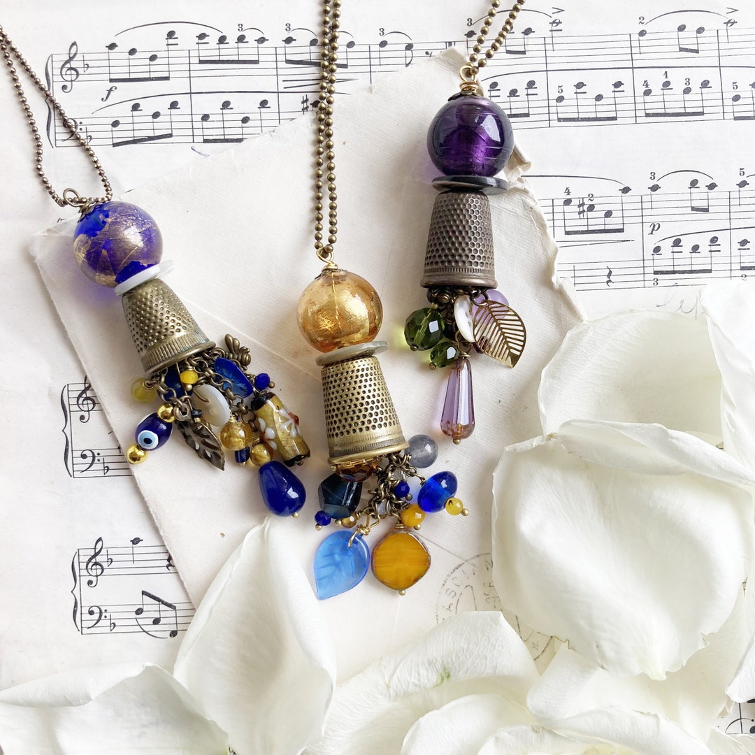 Vintage Thimble Necklace. Vintage Necklace. Pendant With Old Thimble ...