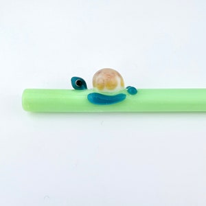 TURTLE on Milky Green GLASS STRAW - Reusable Straws | Glass Straws ...