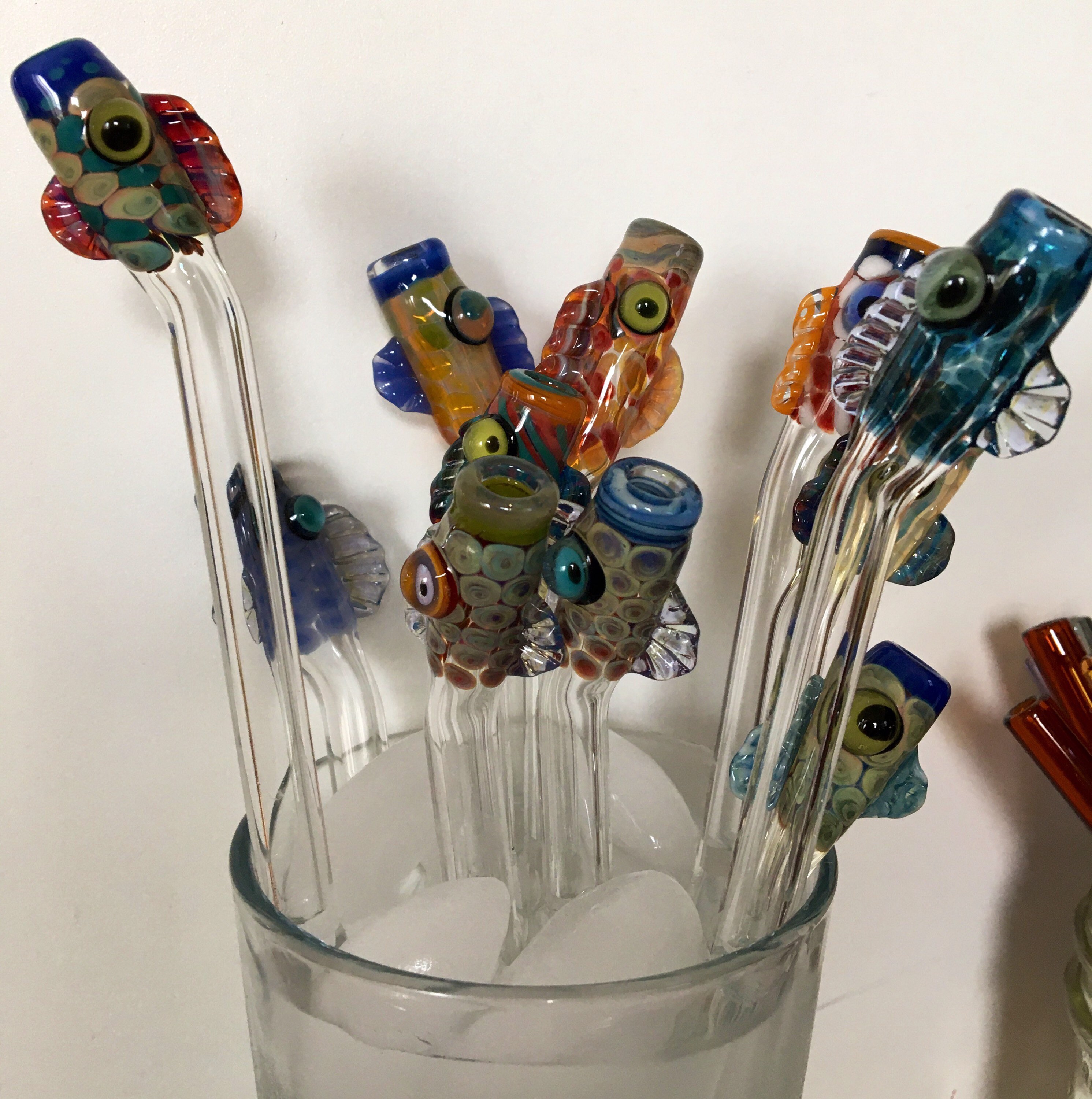 Fish GLASS STRAWS - Custom Reusable Straws | Glass Drinking Straw ...