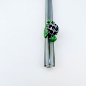 TURTLE on Gray GLASS STRAW - Reusable Straws | Glass Straws ...