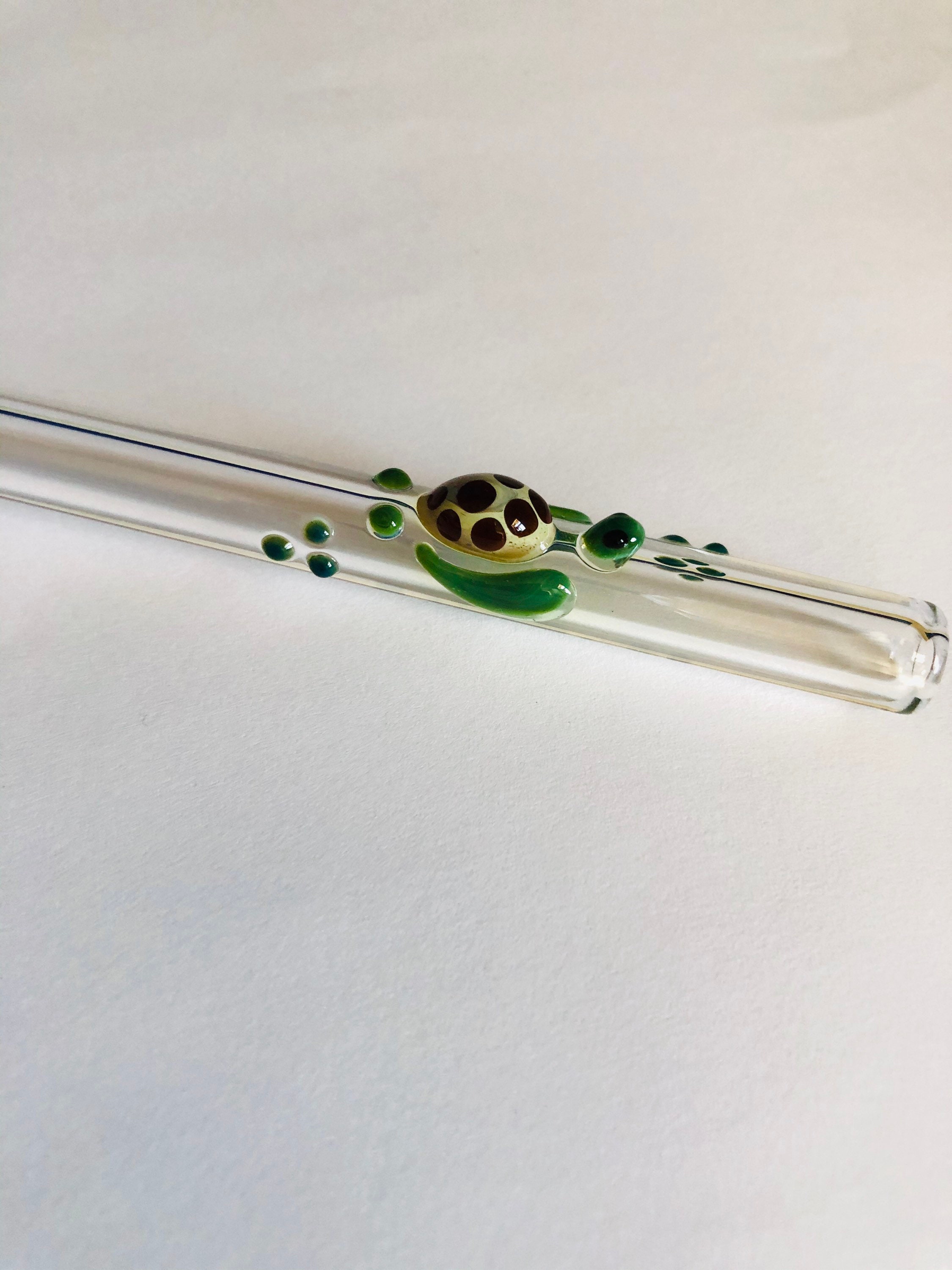 Turtle With Dots Glass Straws Reusable Straws Glass Straw Eco Friendly Straws Turtle