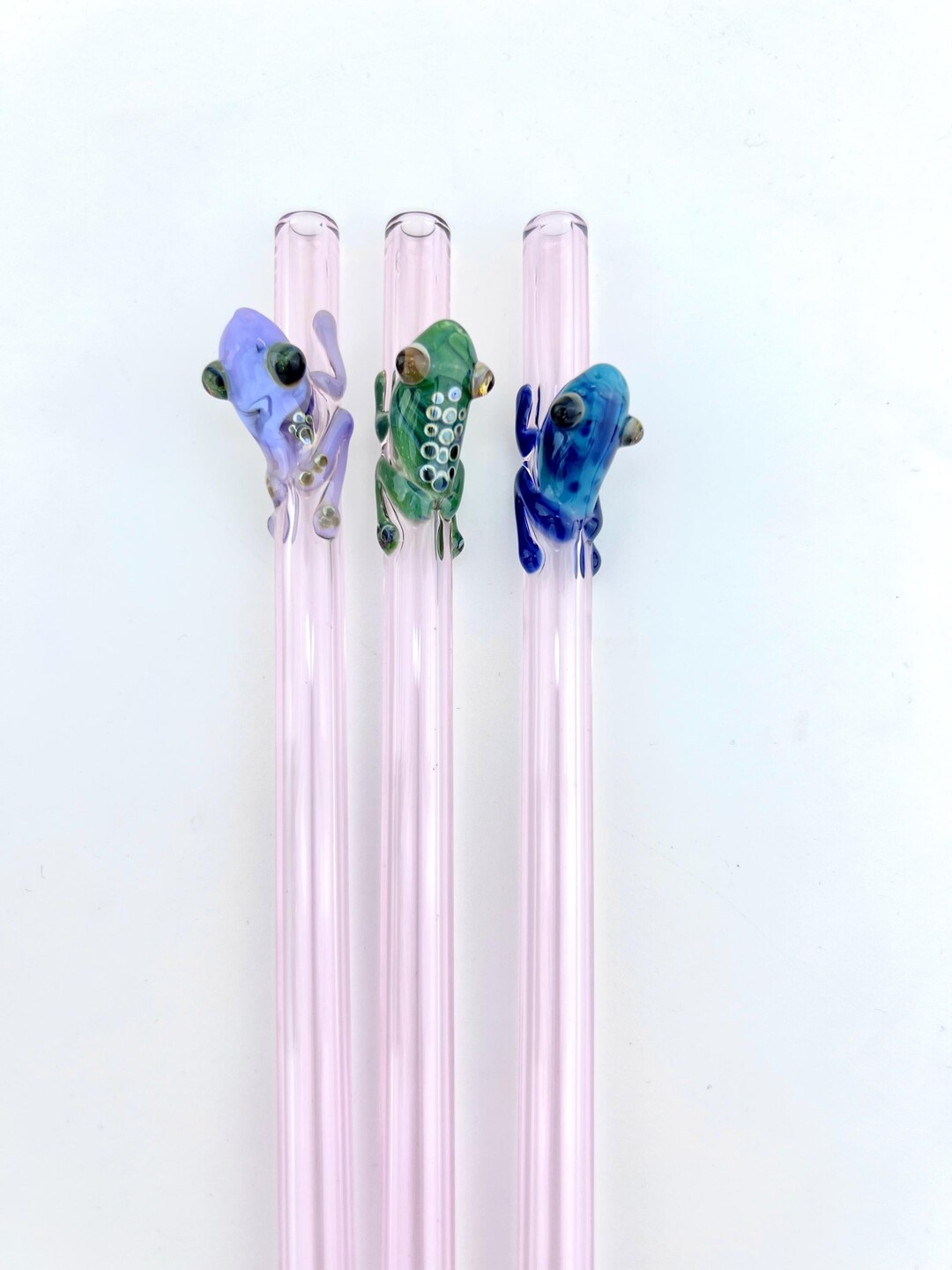 Pack of Frogs on Pink GLASS STRAWS - Frog Glass Straw Pack | Reusable ...