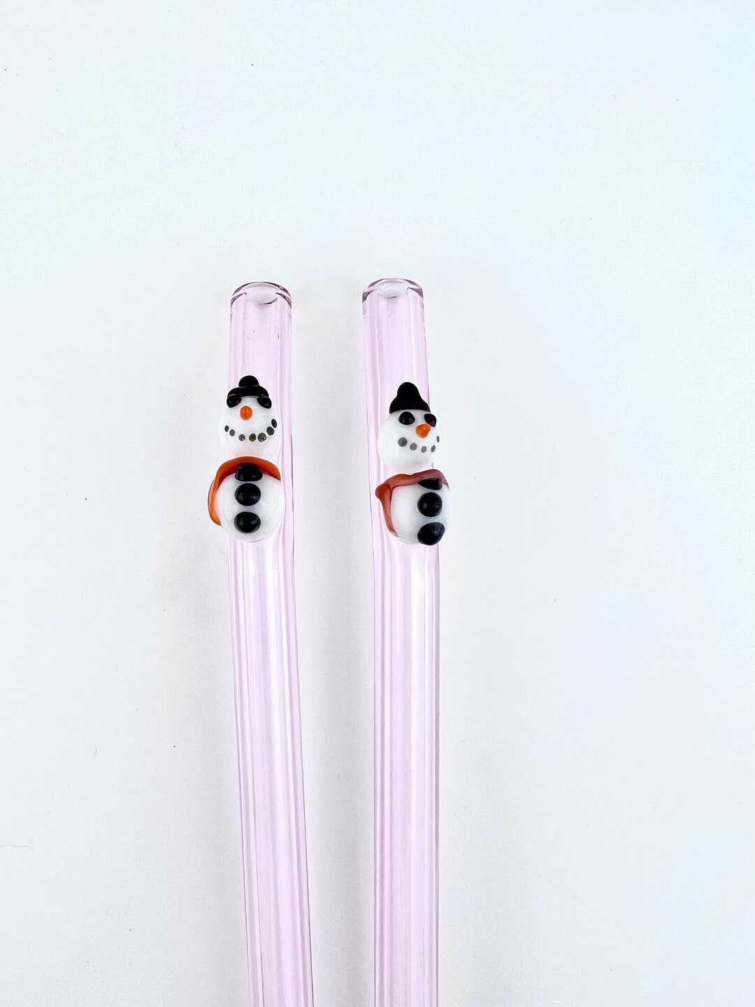 Snowman on Pink GLASS STRAW - Reusable Straws | Glass Straws ...