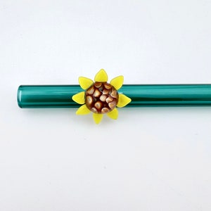 Marble Sunflower on Teal GLASS STRAW - Custom Straws | Reusable Straws ...