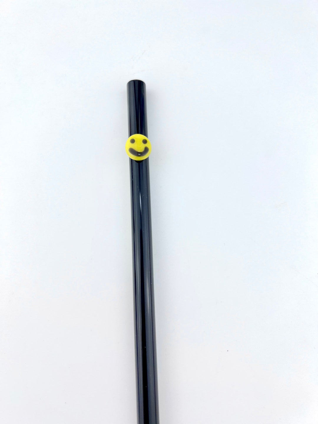Happy Face on Colored Glass Straw: Handmade Custom Reusable Drinking ...