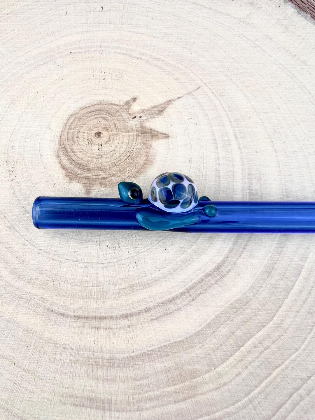Handmade Turtle Glass Straw: Light Blue Reusable Straw - Etsy