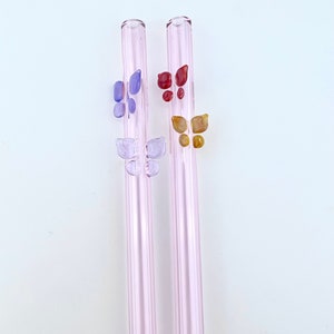 Butterfly on Pink GLASS STRAW - Custom Straws | Reusable Straws | Glass ...