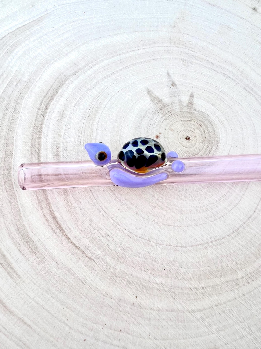 Handmade Pink Glass Straw: Turtle Design, Reusable, Eco Friendly - Etsy