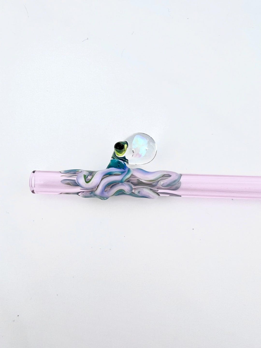 Opal Octopus on Pink GLASS STRAW Custom Straws Reusable Straws Opal ...