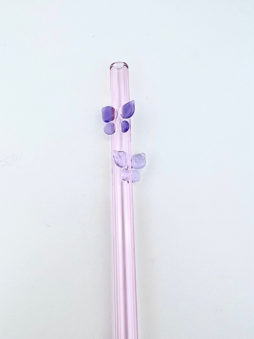 Butterfly on Pink GLASS STRAW Custom Straws Reusable Straws Glass ...