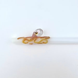 Opal Octopus on White GLASS STRAW Custom Straws Reusable Straws Opal ...