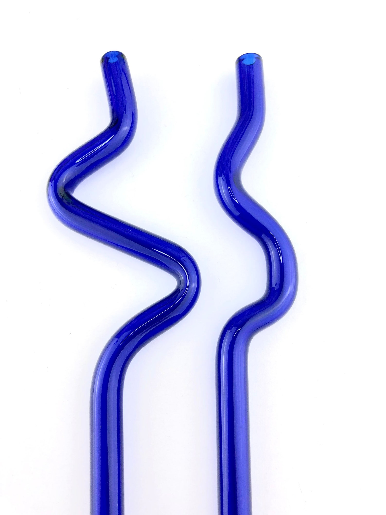 Dark Blue Crazy GLASS STRAW Reusable Straws Bendy Straws - Etsy