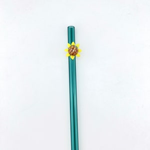 Marble Sunflower on Teal GLASS STRAW - Custom Straws | Reusable Straws ...