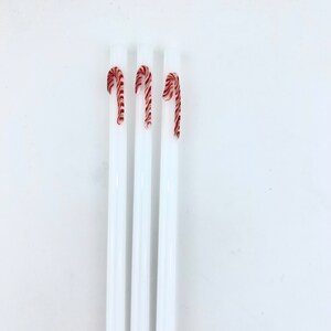 Candy Cane on White GLASS STRAW - Custom Straws | Reusable Straws ...