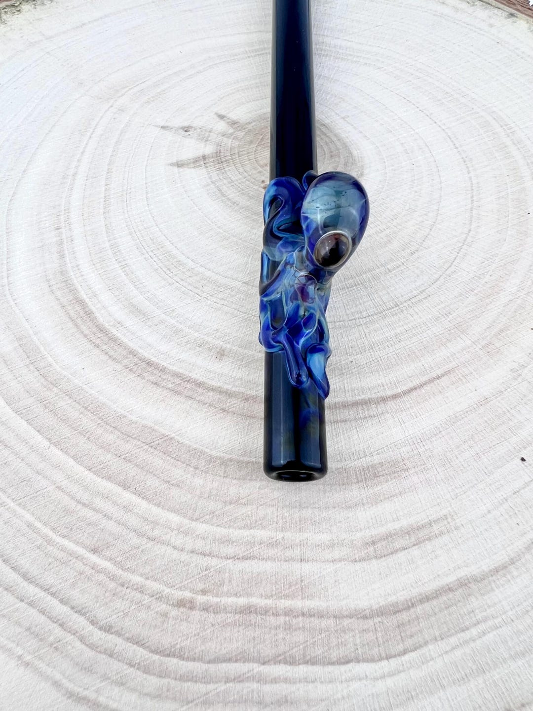 Cyclops Octopus on Black Glass Straw - Handmade Reusable Straw - Etsy