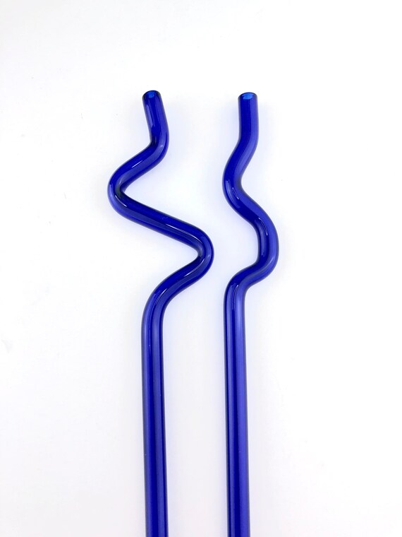 Blue Bendy Straw