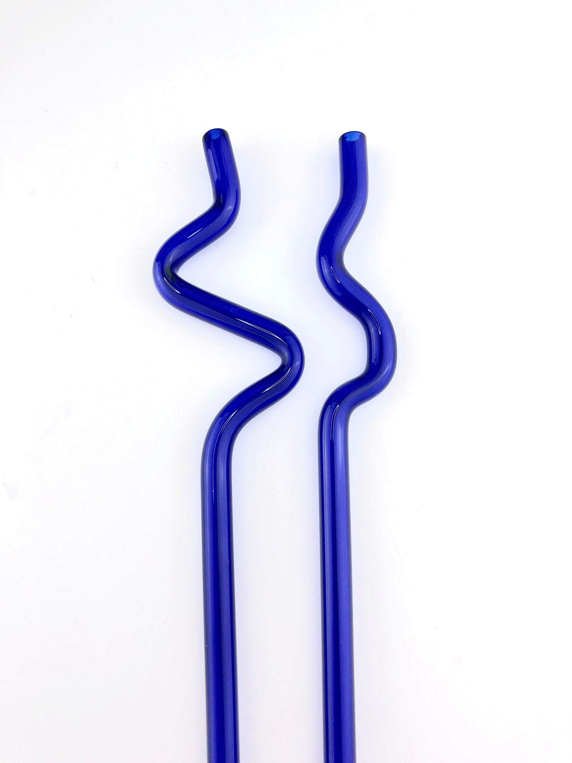 Dark Blue Crazy GLASS STRAW Reusable Straws Bendy Straws - Etsy