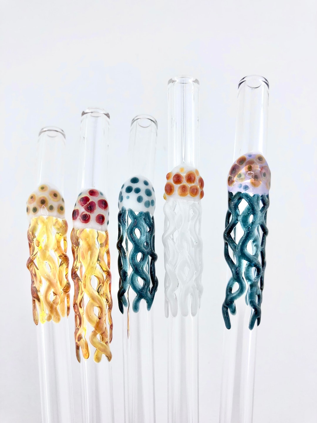 Jellyfish GLASS STRAW Boba Straws Smoothie Straws Thin Straws Reusable ...