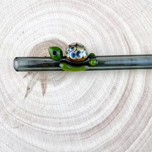 TURTLE on Gray GLASS STRAW - Reusable Straws | Glass Straws ...