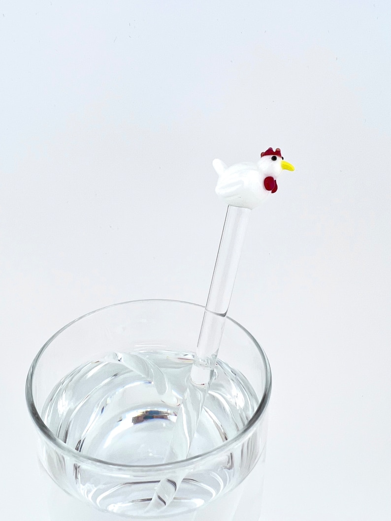 Glass Chicken Stir Stick: Handmade Custom Cocktail Swizzle Stick - Etsy